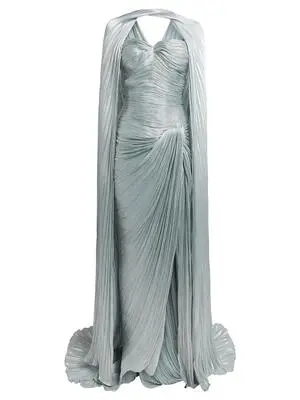 MARMAR HALIM Asymmetrical Pleated Cape Gown - Grey