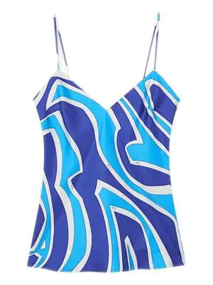 Emilio Pucci Printed Silk Camisole - Sky Blue
