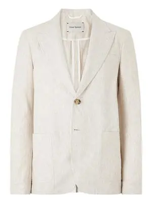 Oliver Peoples Tillman Herringbone Cotton And Linen-blend Suit Jacket - Neutrals