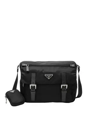 Prada Re-nylon Medium Cross-body Bag With Leather Trims - Black