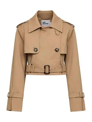 SELF-PORTRAIT Cropped Trench Jacket - Multicolor