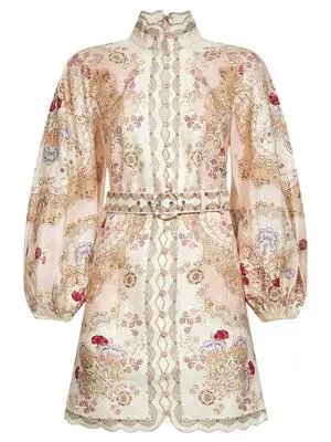 Zimmermann Wallpaper Floral-print Linen Dress - Multicolor