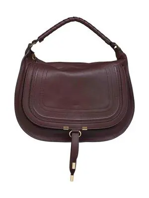 Chloé Marcie Small Shoulder Bag In Dark Velvet - Multicolor