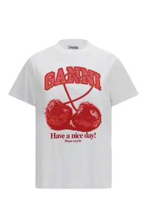 GANNI Graphic Cherry Print T-shirt - White