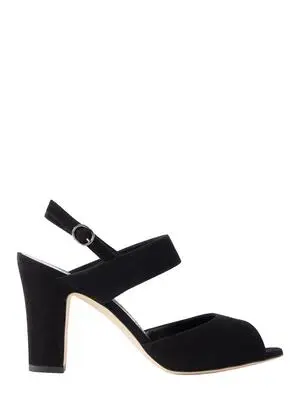 Manolo Blahnik Khiko Suede Slingback Sandals - Black
