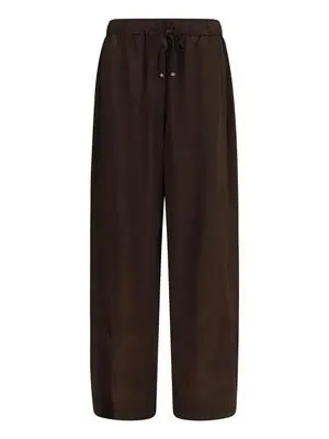 GANNI Satin Drawstring Pants - Brown