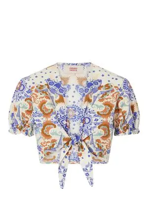 EMPORIO SIRENUSE Poppy" Cropped Cotton-poplin Top - Purple