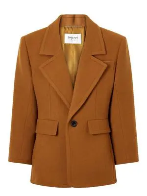 Saint Laurent Brushed Wool Blazer - Brown