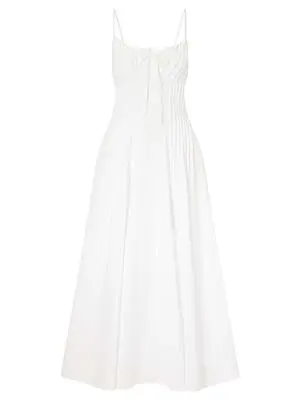 Staud Margi Cotton-blend Midi Dress - White