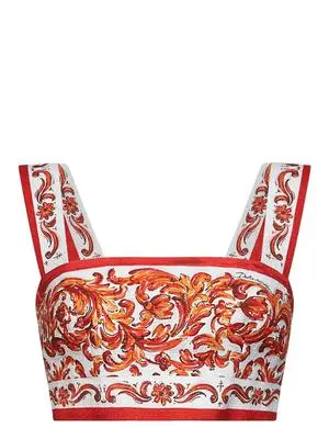Dolce & Gabbana Maiolica Print Bralette Top - Multicolor
