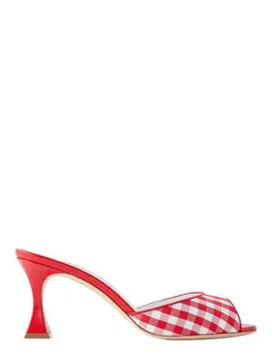 Manolo Blahnik Jadara 70 Checked Woven Heeled Mules - Red