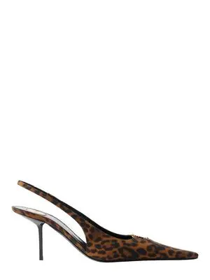 Saint Laurent Saint Laurent Leopard-Print Grosgrain Slingback Pumps Multi