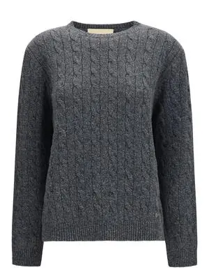 Valentino Garavani Virgin Wool Sweater With Vlogo Detail - Gray