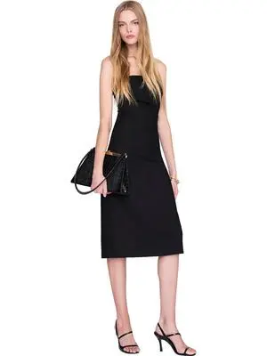 ANINE BING Tyla Strapless Draped Midi Dress - Black
