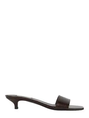 TOTEME Slim Lizard-embossed Leather Mule Sandals - Brown