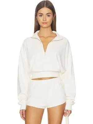 Eterne Cropped Half-zip Sweatshirt - Bone