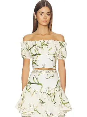 Agua Bendita Off-the-shoulder Cropped Top - Multicolor