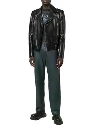 DIESEL® Lambskin Straight-leg Trousers - Grey