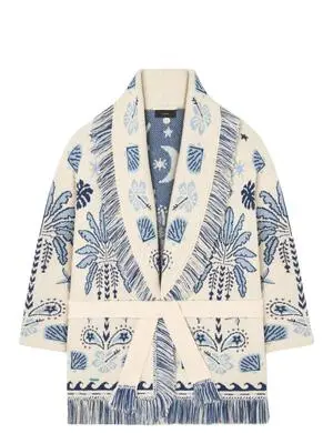 Alanui Echoes Of The Island Cardigan With Tassel Details - Chalk Light Blue