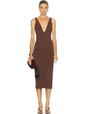 EAVES Prava Midi Dress - Chocolate Brown