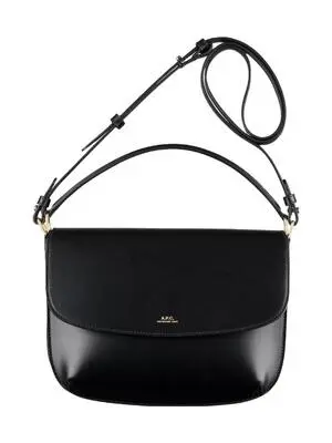 A.p.c. Logo Printed Foldover Top Shoulder Bag - Black