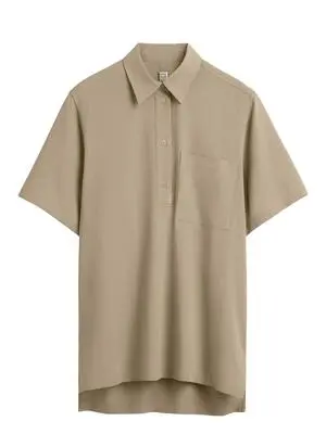 TOTEME Short-sleeved Polo Shirt With Classic Collar - Cloudy Day Beige
