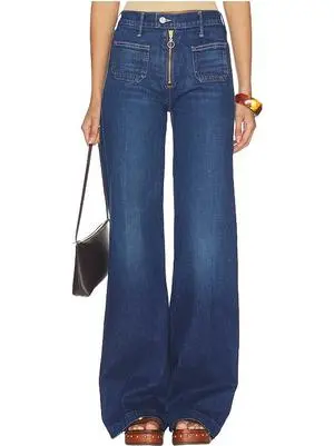 MOTHER The Patch Pocket Hustler Roller Exposed Zip Heel Jeans - Blue