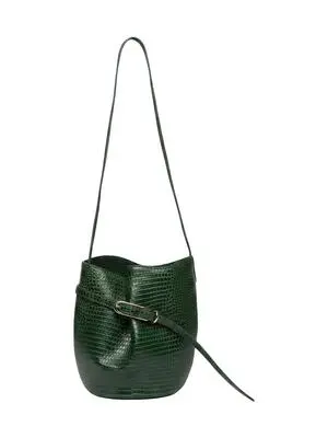 LIFFNER Belted Bucket Bag In Lizard Effect Leather - Emerald