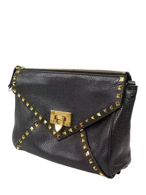 Valentino Garavani Rockstud Flip-lock Shoulder Bag - Black