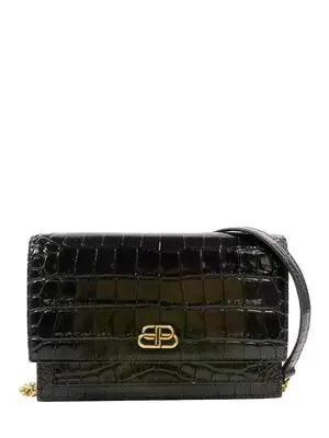 Balenciaga Croc-effect Bb Crossbody Bag - Black