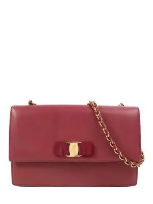 FERRAGAMO Vara Bow Chain Shoulder Bag - Red