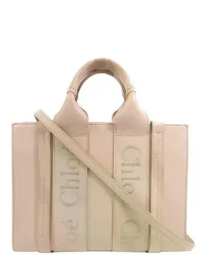 Chloé Chloé Woody Leather Tote Bag Neutrals