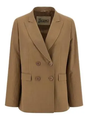 Herno Micro Sequin Embellished Double-breasted Blazer - Cream
