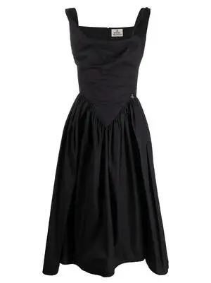 VIVIENNE WESTWOOD Vivienne Westwood Black Cotton Cowl Neck Corset Midi Dress
