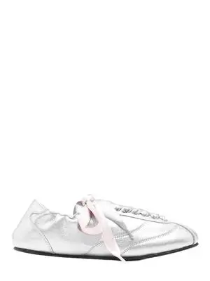 Repetto Tone Ribbon Detail Lace-up Flats - Silver