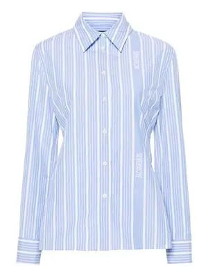 Jacquemus Cotton Poplin Striped Shirt With Cut-out Detail - Blue