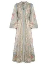 Zimmermann Roselight Plunge Midi Dress - Multicolor