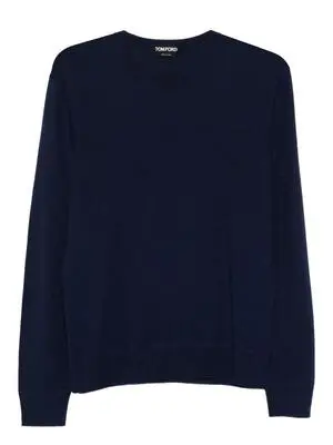 TOM FORD Crew Neck Wool Sweater - Blue