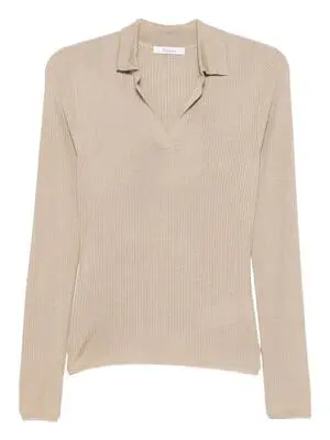 Max Mara Ribbed V-neck Polo Knit - Multicolor