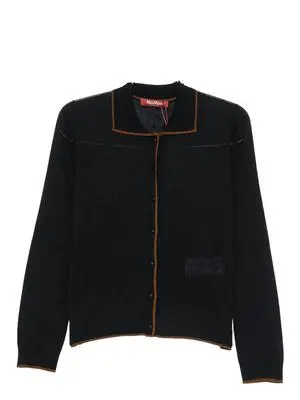 Max Mara Black Knitwear Cardigan With Contrast Trim - Multicolor