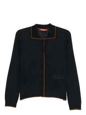 Max Mara Black Knitwear Cardigan With Contrast Trim - Multicolor