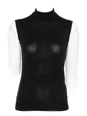 Sportmax Black Sleeveless Turtleneck Knit Top - Multicolor