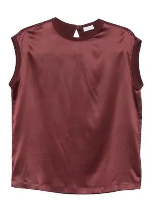 Brunello Cucinelli Silk Satin Top - Red