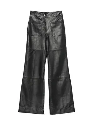 Victoria Beckham Paneled Leather Trousers - Black
