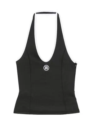 Amiri Halterneck Tank Top With Embroidered Logo - Black
