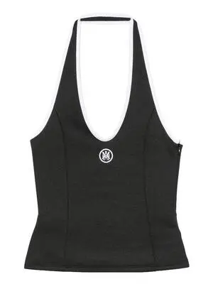 Amiri Halterneck Tank Top With Embroidered Logo - Black