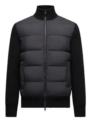 Moncler High Neck Zip-up Padded Cardigan - Black