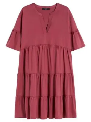 Max Mara Cotton Jersey Kaftan Dress - Cherry Red
