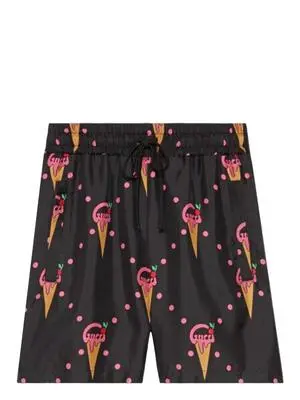 Gucci Silk Ice Cream Print Shorts - Black