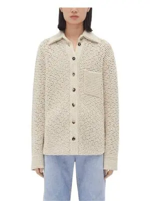 Bottega Veneta Crochet Knit Shirt - White